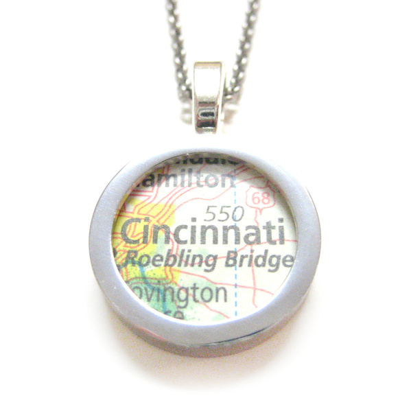 Kiola Designs | Jewelry | Cincinnati Ohio Map Pendant Unisex Necklace ...
